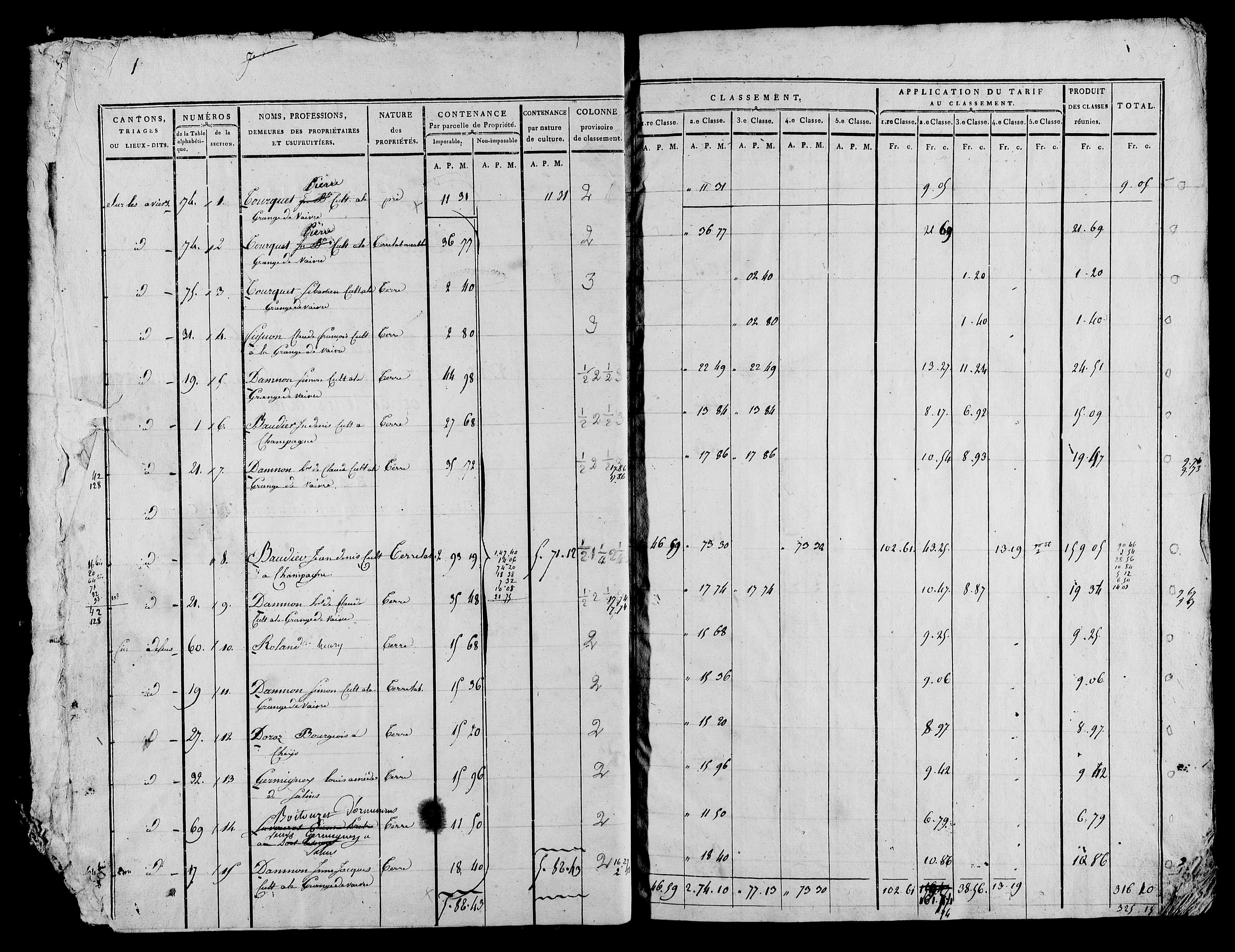 Cadastre napoléonien de Grange-de-Vaivre (Jura) — plans anciens ...